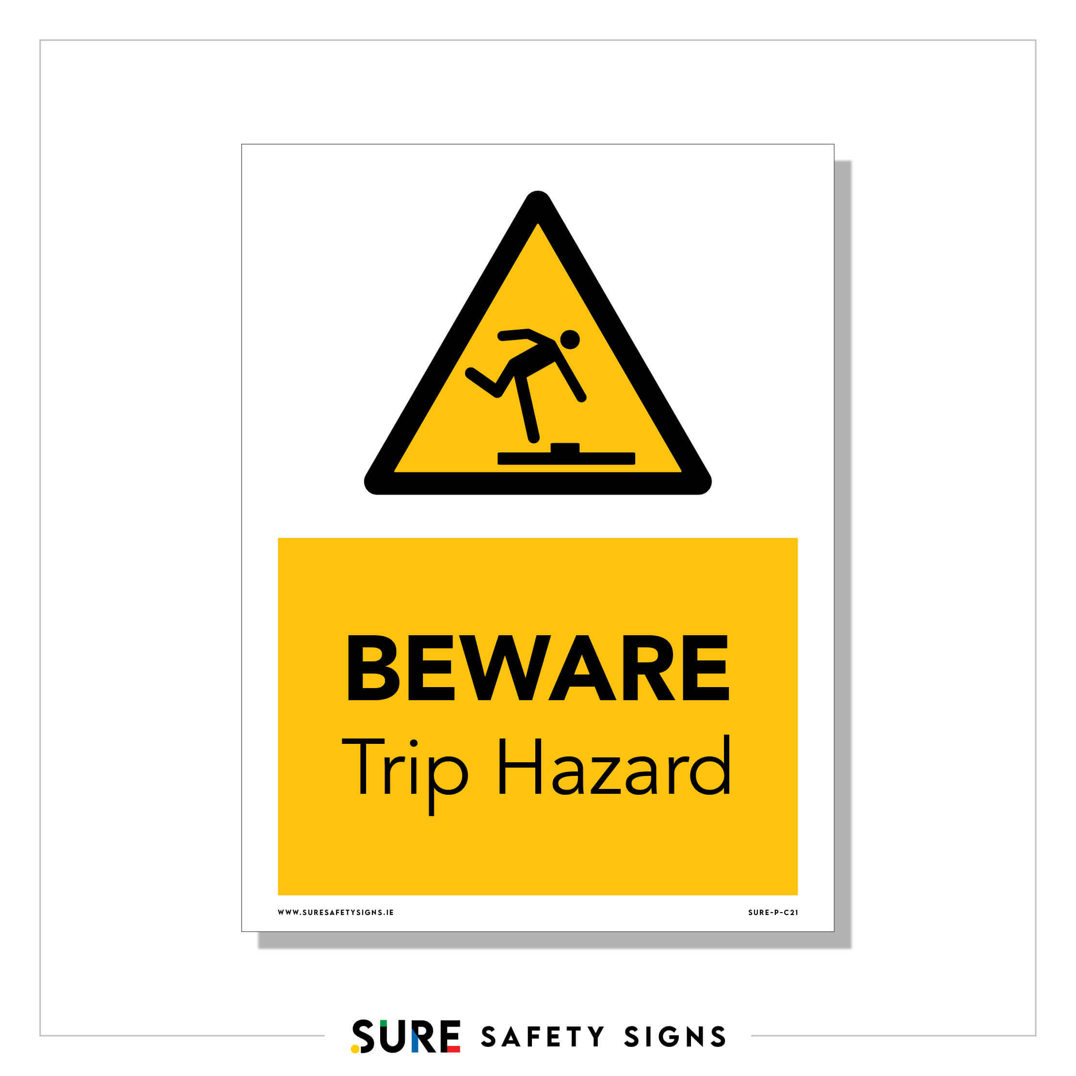BEWARE Trip Hazard Sign — Sure Safety Signs