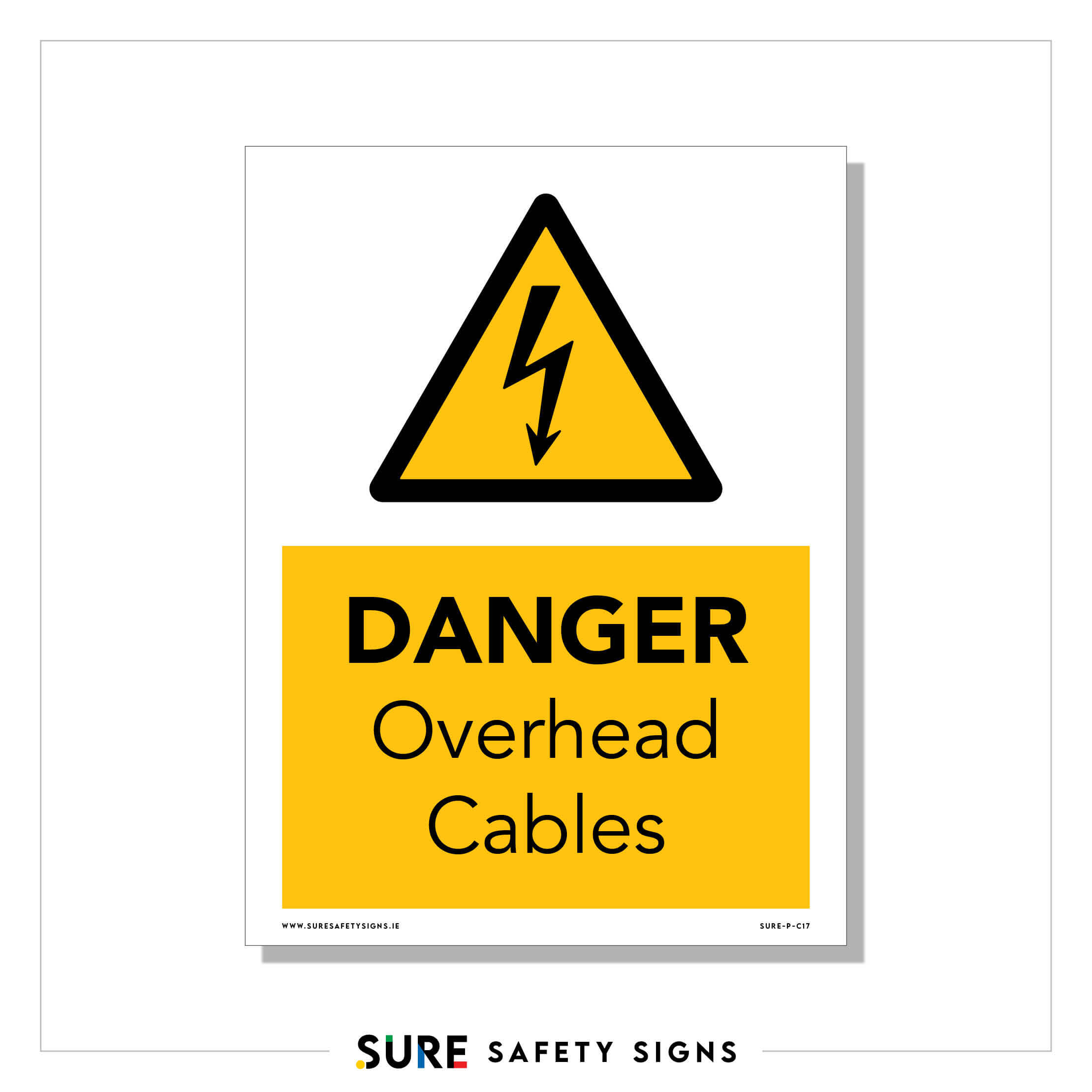 DANGER Overhead Cables Sign — Sure Safety Signs