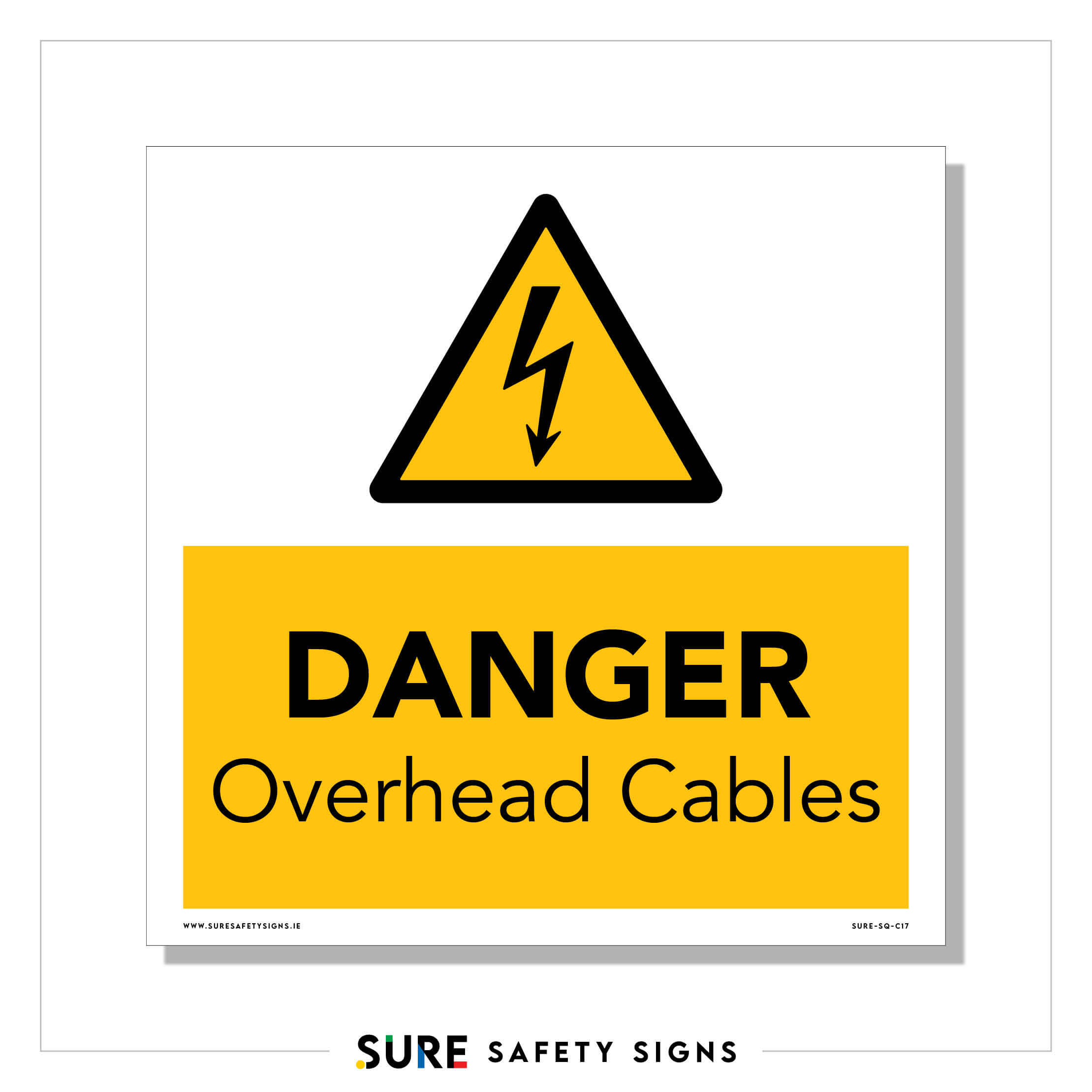 DANGER Overhead Cables Sign — Sure Safety Signs