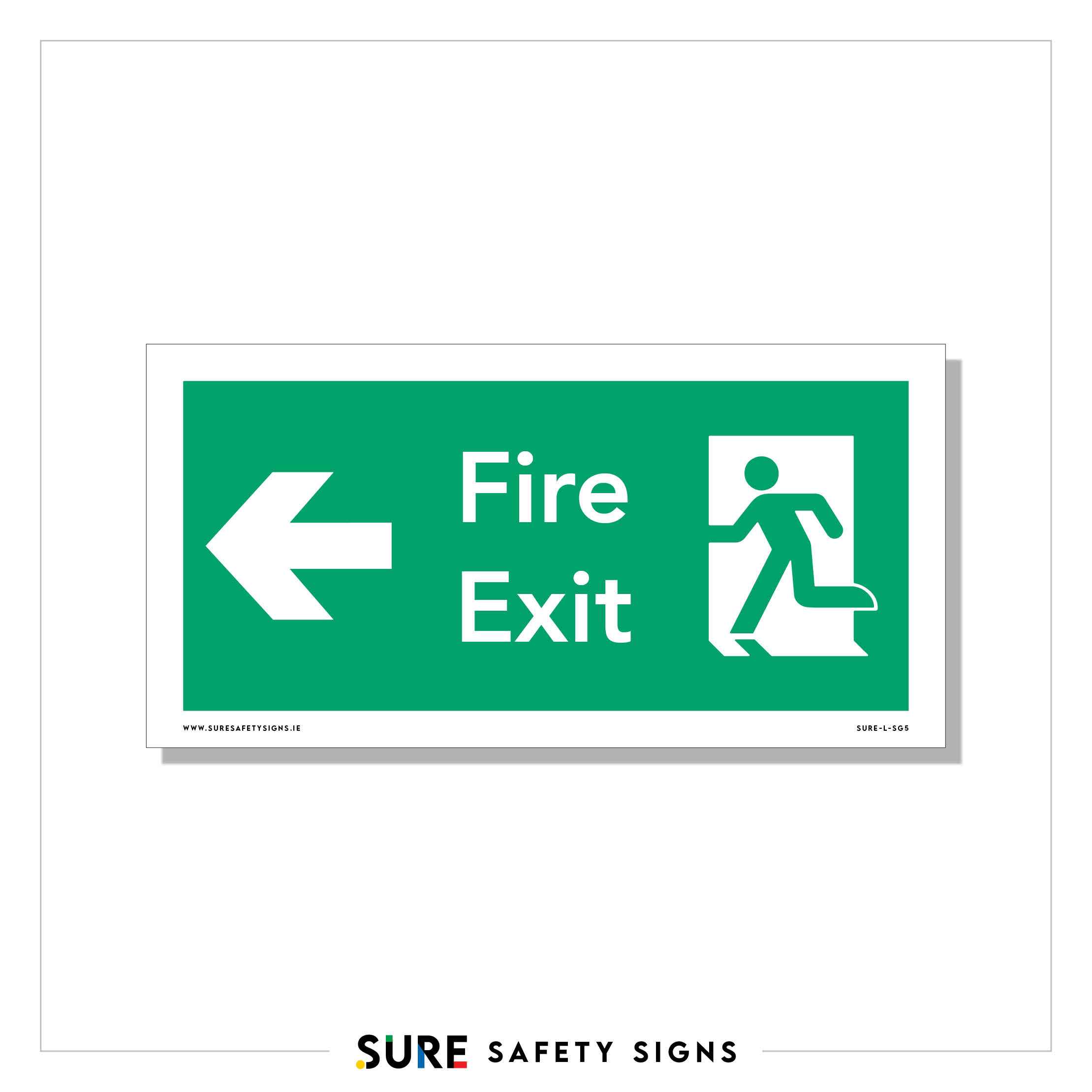 Fire Exit Sign with Left Arrow — Sure Safety Signs