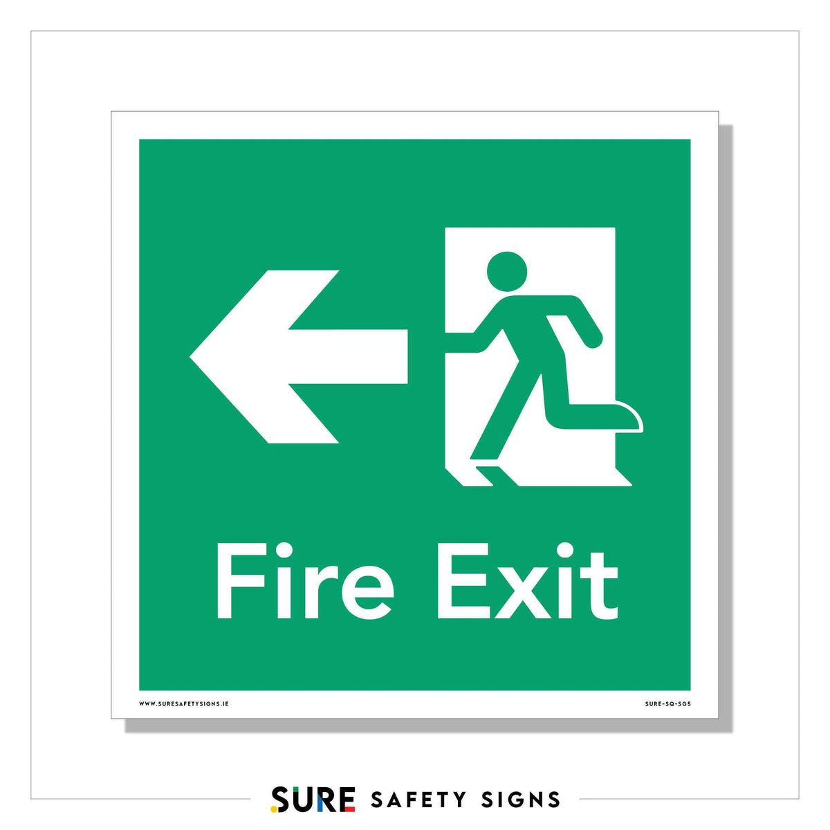 Fire Exit Sign Left Arrow | Emergency — Sure Safety Signs