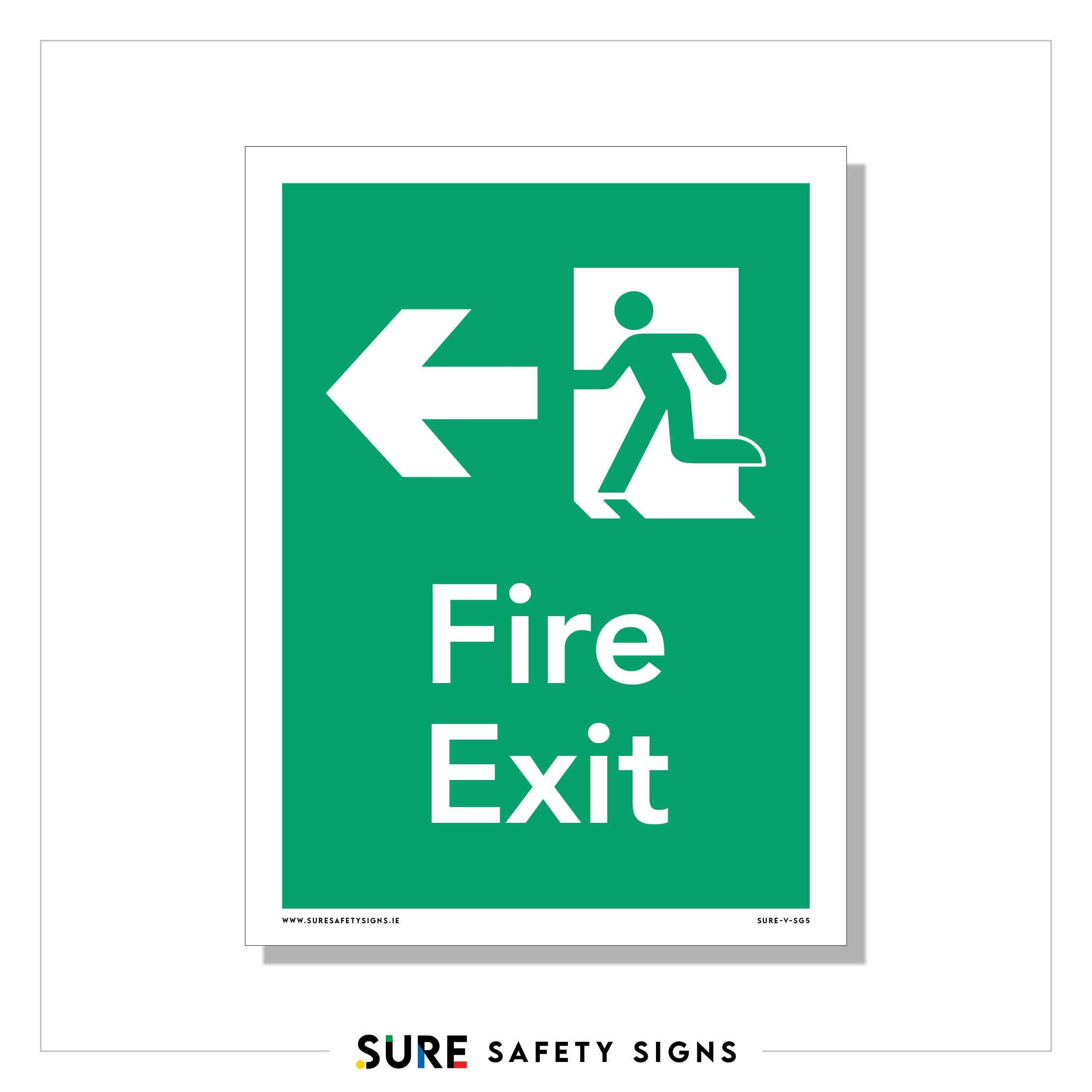 Fire Exit Sign with Left Arrow — Sure Safety Signs