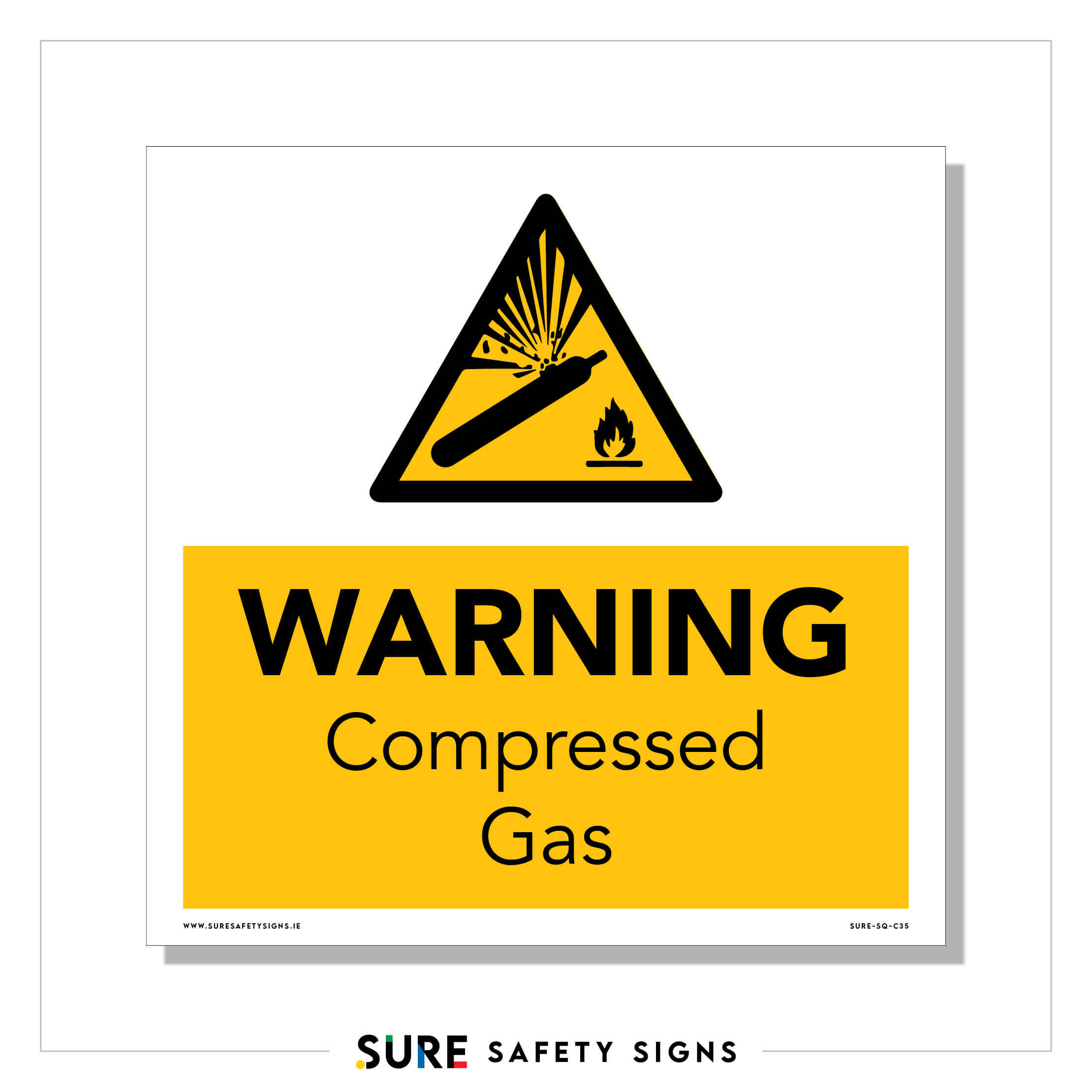 WARNING Compressed Gas Sign — Sure Safety Signs